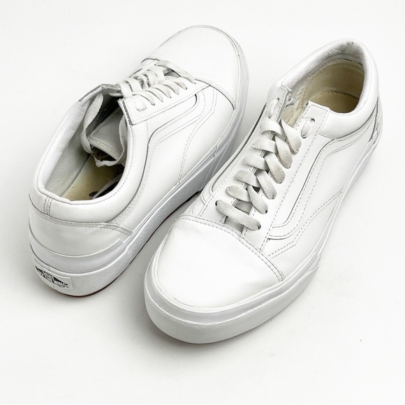 Vans | Shoes | Vans Triple White Leather Old Skool Platform Lace Up ...